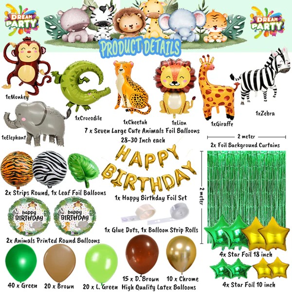 Cute Jungle Animals Theme Birthday Party Decorations Full Set of ...